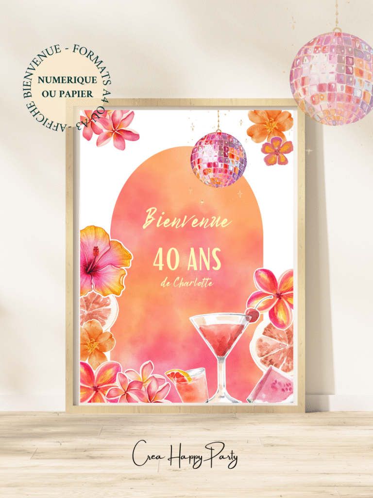 Affiche Personnalisée de Bienvenue - Bloom Disco